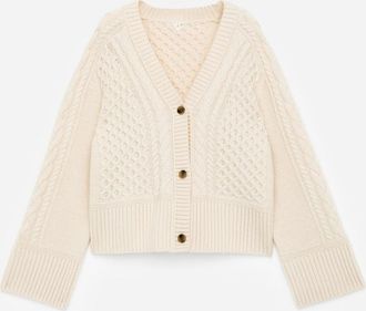 Arket Zopfstrickjacke Aus Wolle -Wei&szlig;