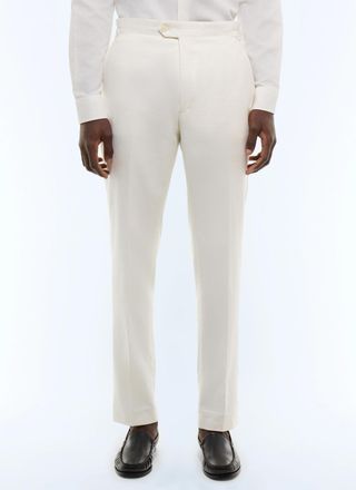 Fursac Pantalon ajust&eacute; en coton et lin - Taille 38 - Homme