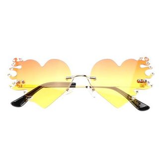 BESTONZON Lunettes de Soleil sans Monture de Coeur pour Femmes Verres Orange Fum&eacute; Monture M&eacute;tal Dor&eacute; 1 Pi&egrave;ce Accessoires Mode pour F&ecirc;te Festival et Photo Lunett