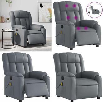 vidaXL Massagesessel Elektrisch Grau Kunstleder - Massage Stuhl - Elektrischer Sessel - Relaxsessel - Fernsehsessel - Bequeme Lounge Chair - Home & Living
