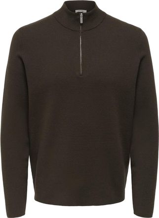 Only & Sons Herren Onscooper Half Zip High Neck Knit Noos, Demitasse, XL
