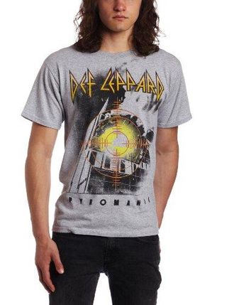 Fea Merchandising T-Shirt pour Homme Def Leppard Target Pyromania, Gris, S