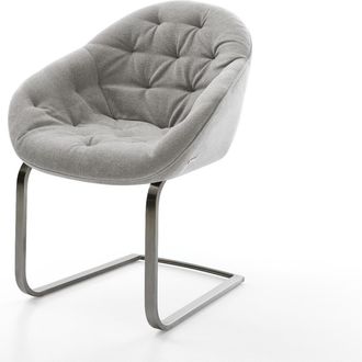 DELIFE Freischwinger Gaio-Flex Strukturstoff Soft Grau Freischwinger flach Graphit, Esszimmerstühle