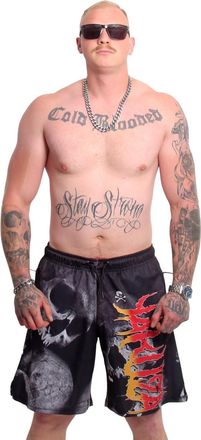 Yakuza Herren Battlefield Mesh Shorts, Schwarz, 3XL