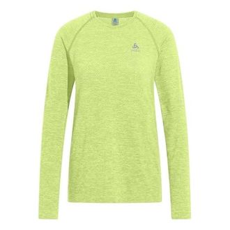Odlo Femmes Essential Seamless Crew Neck Longsleeve Vêtements De Course Haut Manches Longues Shadow Lime Melange - Jaune Lemon S