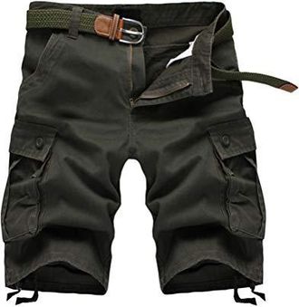 Onsoyours Homme Cargo Bermuda Short Multi Poches Éte Pantalon Court Bermuda de Travaille Casual Imprimé Camouflage Pantalon Court Vintage sans Ceinture B Armée 