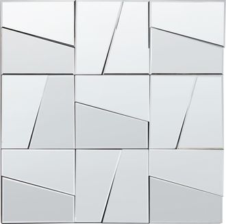 Beliani Deko Wandspiegel ohne Rahmen quadratisch 80x80cm Facettenschliff modern Ancemont