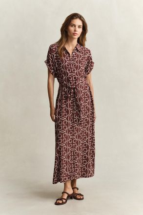 GANT Damen Monogram Kleid mit Fl&uuml;gel&auml;rmeln (36) FRESH SOIL