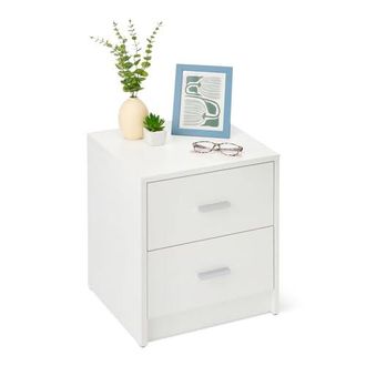 Amazon Basics Nachttisch, Nachtschrank mit 2 Schubladen, Schlafzimmerschrank, Wei&szlig;, 47cm x 40cm x 36cm