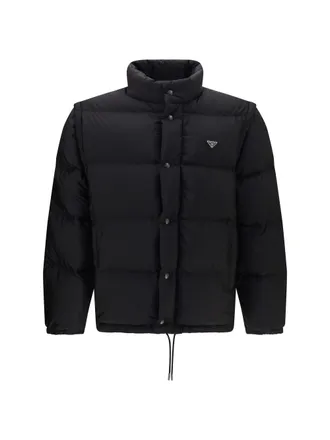 Prada Mens Puffer Jacket Re-Nylon Black Inner Goose Down Padded &