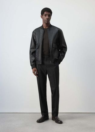 Mango Blouson bomber simili-cuir noir - Homme - XXL - MANGO MAN