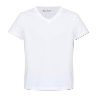 Acne Studios unisex, Tops, Blanc, Taille: S/M T-shirt col V &Eacute;tiquette Satin