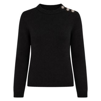 Ted Baker Janha Rose Button Rundhals Langarmpullover, Schwarz