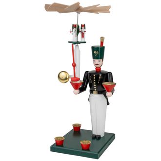 Seiffener Volkskunst Schalling | Bergmann und Engel | handgearbeitete Lichterfigur | ergebirgische Volkskunst | Glockenbergmann 40 cm