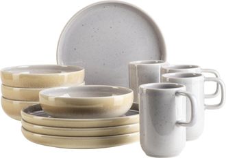 M&auml;ser Serie Candy, Fr&uuml;hst&uuml;cksset f&uuml;r 4 Personen, Geschirr in Pastellfarbe und moderner runder Form, hergestellt in Portugal, Steinzeug, Flieder