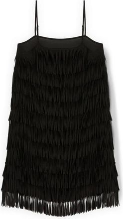 Motivi Femme, Robes, Noir, Taille: 34 FR Courte robe en georgette avec franges