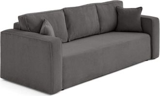 Best Mobilier Bestmobilier - Topaze - canap&eacute; droit 3 places convertible avec coffre en velours textur&eacute;