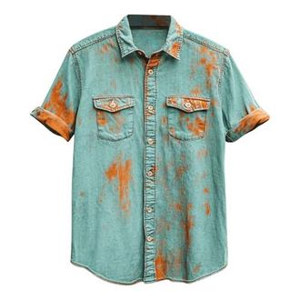 Generic Chemise hawa&iuml;enne boutonn&eacute;e &agrave; manches courtes pour homme : v&ecirc;tements d&eacute;t&eacute; d&eacute;contract&eacute;s &agrave; manches courtes pour la plage, vert menthe, 4XL