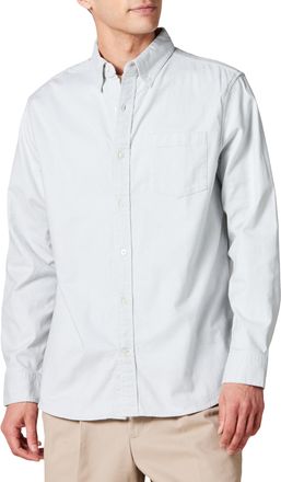 Amazon Essentials Herren Langarm-Hemd aus Stretch-Oxford mit normaler Passform und Tasche (erh&auml;ltlich in Big & Tall), Hellgrau, 3XL Gro&szlig;e Gr&ouml;&szlig;en
