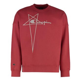 Rick Owens Baumwoll-Sweatshirt mit Rundhalsausschnitt - - Sweatshirts & Hoodies - Herren - Rot - XS