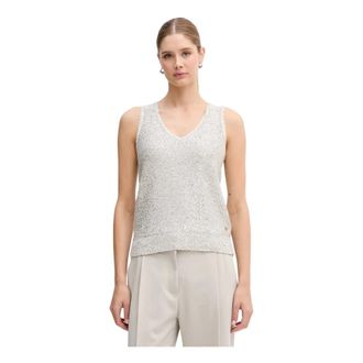 Joseph Ribkoff Pailletten-V-Ausschnitt-Top - - Tops - Damen - Beige - XS