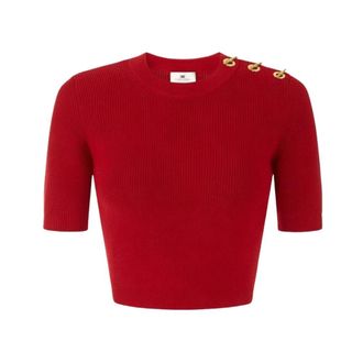 Elisabetta Franchi Strickoberteil mit Schmuckdetails - - Knitwear - Damen - Rot - S