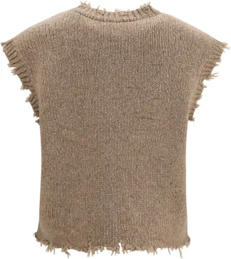 R13 Distressed Leopard Cashmere Tank Top - Brown