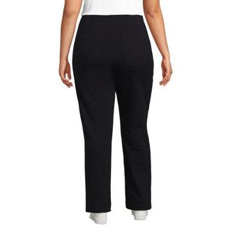 Lands End Starfish Straight Fit Mid Waist Hose, Damen, Gr&ouml;&szlig;e:48-50 plus, Schwarz, Elasthan/Baumwoll-Mischung, by Lands End