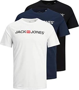 Jack & Jones T-shirt &agrave; col rond avec logo pour homme, Lot de 3 t-shirts Urban Essentials, XL
