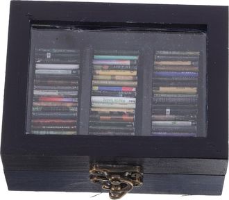 SOLUSTRE Miniatur Holz Bücherregal Modell mit Mini Büchern Kompaktes Stressabbau Anxiety Bücherregal für Schreibtisch Tischdekoration und Geschenkidee für Zuha