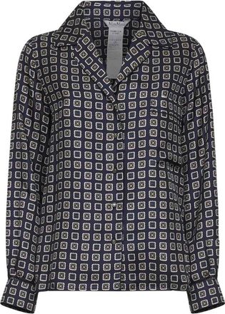Max Mara Femme, Blouses et Chemises, Bleu, Taille: 38 FR Mxmdisco Chemise en Soie Imprim&eacute;e Semi-Ajust&eacute;e