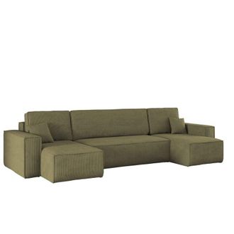 KAISER Ecksofa mit schlaffunktion und bettkasten, Sofa U-form, Couch U-form best Cord Olive