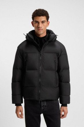 HUGO BOSS Steppjacke Orbok Stehkragen, Oversized Fit, abnehmbare Kapuze