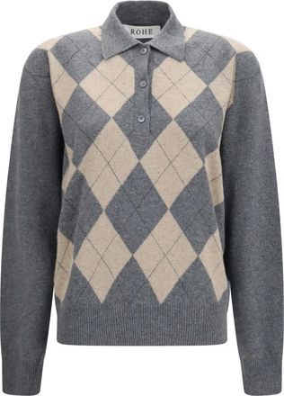 R&oacute;he Ballantyne Argyle Polo - - Knitwear - Damen - Grau - M