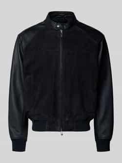 A|X Armani Exchange Lederjacke mit Zweiwege-Rei&szlig;verschluss und Eingrifftaschen