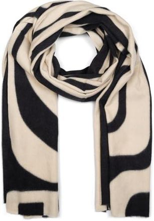 styleBREAKER Foulard femme avec motif de lignes courbes - Foulard long doux et styl&eacute; 01017162, couleur:Noir-beige