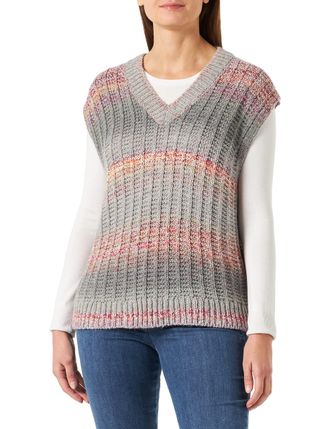 Benetton Damen PULLOVERSCHAL V S/M 1005D400L ÄRMELLOSES SCHALHEMD MIT V-Ausschnitt, Mehrfarbig 75U, S