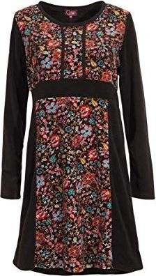 Coline Robe Polaire imprimé Fleurs - Couleur : Noir - Taille : XL