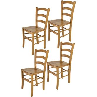 Tommychairs Tommychairs - Set 4 chaises venice pour cuisine, bar et salle &agrave; manger, robuste structure en bois de h&ecirc;tre peindr&eacute; en couleur miel et assise en paille