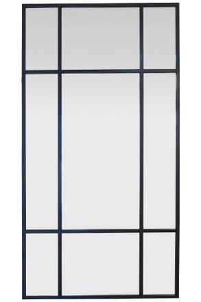 Landscape Wandspiegel, Schwarz, Metall, Glas, Holzwerkstoff, rechteckig, 90x180x3 cm, Reach, Bsci, senkrecht und waagrecht montierbar, Spiegel, Wandspiegel