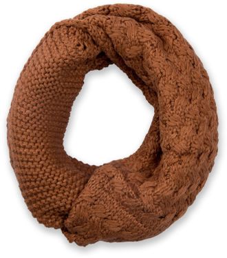 styleBREAKER Unisex Strick Loop Schal mit Mustermix, Uni Feinstrick Schlauchschal, Winter Strickschal 01018153, Farbe:Cognac