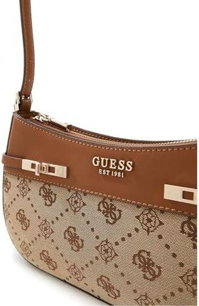 Guess sac &agrave; &eacute;paule Melinda Logo Shoulder Bag Latte Logo marron clair
