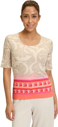 Betty Barclay Damen Basic Shirt mit Rippenstruktur 38, Taupe/Rot