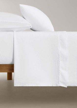 Mango Drap plat coton lav&eacute; en dentelle &agrave; volant pour berceau blanc - Home - 100x150cm - MANGO HOME