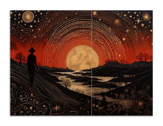 Wallario Herdabdeckplatte/Spritzschutz aus Glas, 2-teilig, 70x52cm mit 13 mm hohen Füßen, für Ceran- und Induktionsherde, Unter dem Sternenzelt