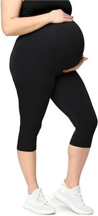 Merry Style Legging 3/4 de Maternité Femme Grande Taille en Viscose MS10-461 (Noir, 3XL)