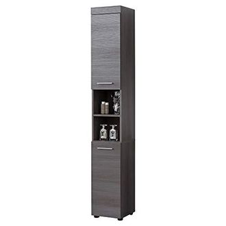Trendteam Armoire de Toilette Haute avec Beaucoup despace de Rangement, Mat&eacute;riau en Bois, Argent fum&eacute;e, 30 x 190 x 132 cm
