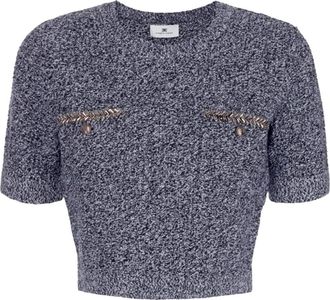 Elisabetta Franchi Top mit Brusttasche - Schwarz