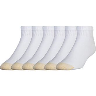 Gold Toe Mens Cotton Quarter Athletic Sock, White,10-13 6pack