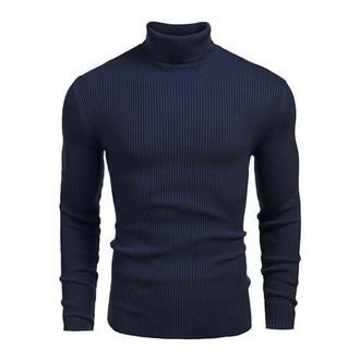 Generic T-shirt d&eacute;contract&eacute; &agrave; manches longues pour homme - Col roul&eacute; - Coupe ajust&eacute;e - Pull chaud &agrave; col roul&eacute; - T-shirt &agrave; col roul&eacute; - Couleur unie - Pull tric